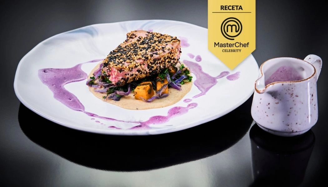 Receta atún con ajonjolí y puré de cubios: ver